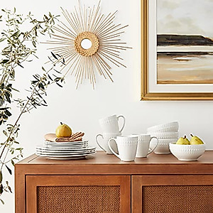 Elle Décor Amelie Round Dinnerware Set – 16-Piece Porcelain Dinner Set w/ 4 Dinner Plate, 4 Salad Plates, 4 Bowls & 4 Mugs – Unique Gift Idea Any Special Occasion or Birthday