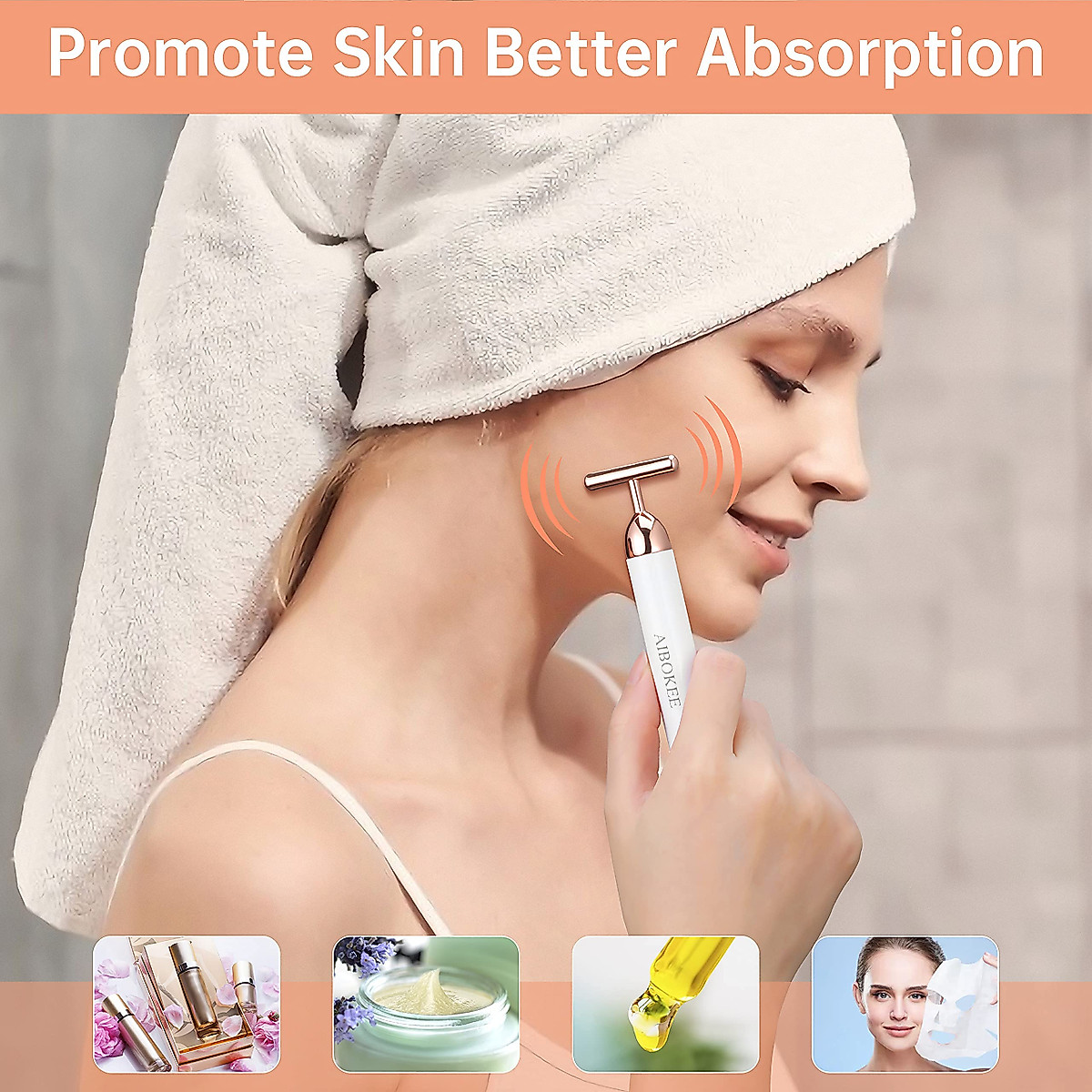 AIBOKEE 2 in 1 Face Massager Electric, 3D Face Massager Roller and T Shape Facial Massager Roller Vibrating,Skincare Tools for Face Arm Eye Waist Leg,Powered by One AA Battery（2 Piece Set）