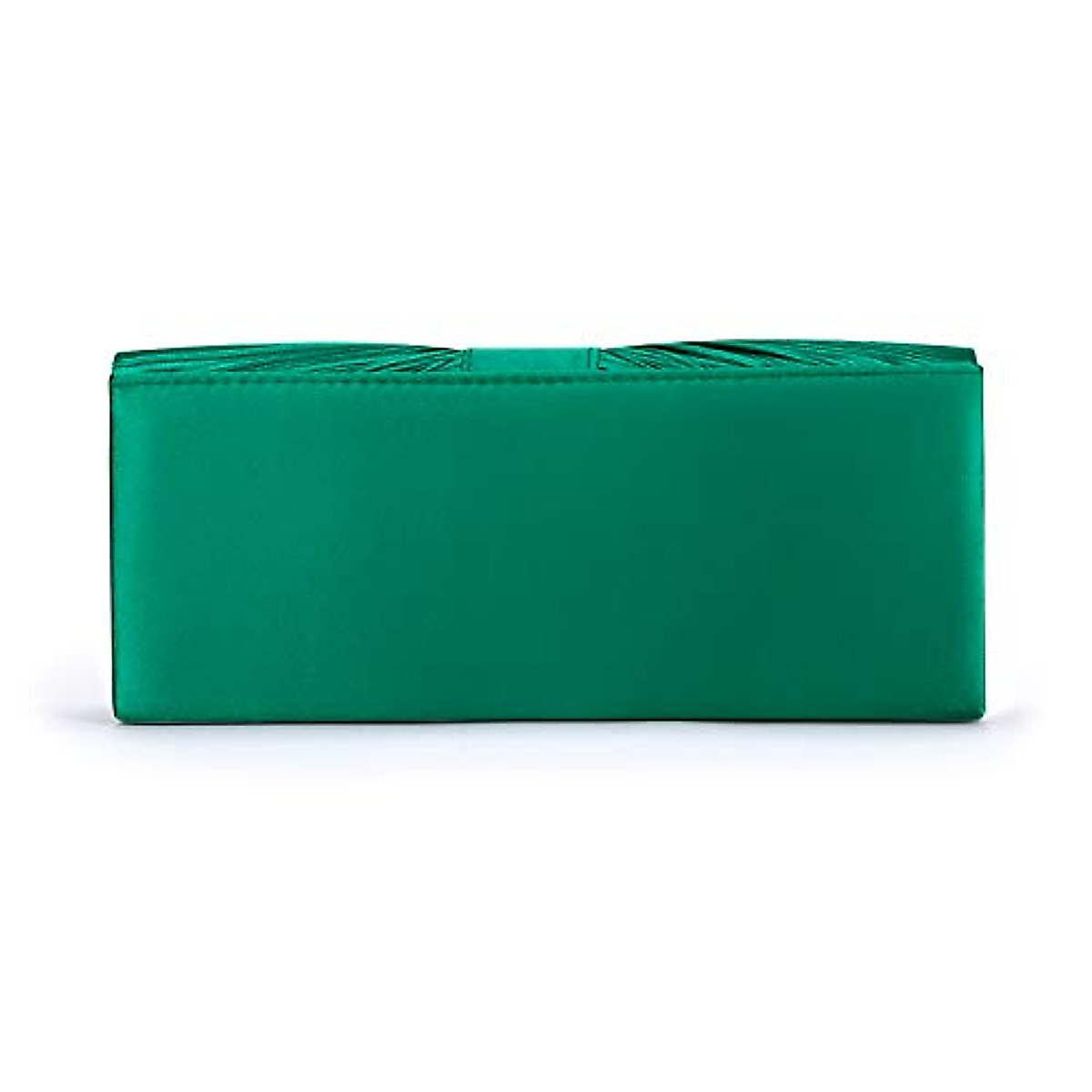 Mulian LilY M366 Women Pleated Satin Rhinestone Brooch Evening Bags Prom Clutch Purse With Detachable Chain Strap Green