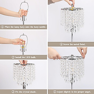 Boncoo Crystal Table Lamp Set of 2 Touch Control, Crystal Lamps with USB Ports Elegant Shade Bedside Lamp Silver, Dimmable Touch Table Lamp for Nightstand Bedroom Living Room, 4W LED Bulb Included