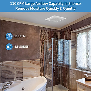 JOEAONZ Bathroom Fan 110 CFM Very Quiet with Stainless Steel Housing, Ceiling Mount Exhaust Ventilation Fan Large Air-flow Capacity, Energy-Saving Household Bath Vent Fan, White Plastic Grille