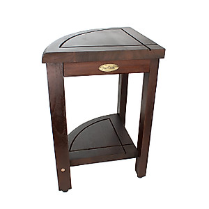 EcoDecors DecoTeak - Teak Snazzy Corner Shower Shelf - Shower Stool for Shaving Legs - Shower Foot Stool - Teak Shower Stool - Corner Shower Stool - Small Shower Stool