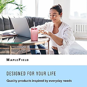 Maplefield Glass Tumbler with Dome Lid for Frappes, Smoothies & Iced Coffee - Dishwasher Safe Glass Tumbler with Straw - Spill-Resistant Iced Coffee Tumbler - Iced Coffee Cup - 16oz [Clear]