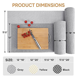 BALEINE Cabinet Liner, Drawer Liner, Shelf Liners for Kitchen Cabinets Non-Adhesive, Non-Slip Protect Desks, Cupboard, Drawers, Shelves, Tableware (12 in x 10 Ft, Gray)