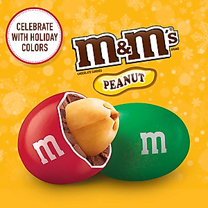 M&M'S Holiday Peanut Milk Chocolate Christmas Candy, Party Size, 38 oz Resealable Bag