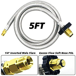 GardenNow Upgraded Propane Brass 4 Port Tee Kit Propane Brass Tee Adapter Kit with 5FT and 12FT Stainless Braided Hoses Allow for Connection Between Auxiliary Propane Cylinder and Propane Appliances