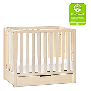 Carter's by DaVinci Colby 4-in-1 Convertible Mini Crib with Trundle Drawer in Washed Natural, Greenguard Gold Certified, Undercrib Storage