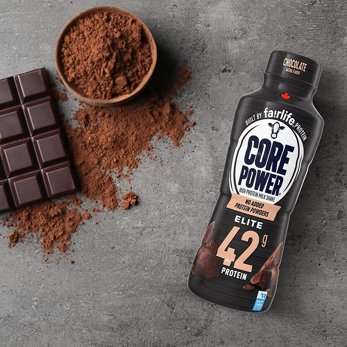 Core Chocolate Power Elite Failrlife High Protein Shakes (42 Grams) 14 Oz. 6 pack in The Award Box Packaging