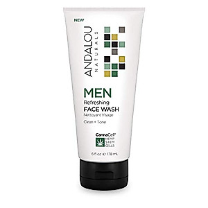 Andalou Naturals Men Refreshing Face Wash with CannaCell, 6 Ounces