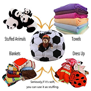 Enfudid Stuffed Animal Storage Bean Bag Chair, 18" Beanbag Covers Only for Organizing Plush Toys, Turns into Bean Bag Seat for Kids When Filled, Football Shape
