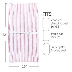 Baby Changing Pad Cover Cotton, Diaper Changing Pad Cover 2 Pack, Ultra Soft Pink Changing Pad Covers for Girls, 32''×16'' Changing Table Sheets, Super Breathable & Stretchy