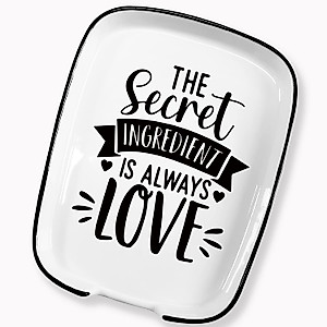 Ceramic Material Spoon Rest The Secret Ingredient is Always Love, Functional Kitchenware Spoon Rest for Kitchen Countertop or Stove Top Gift for Cooking Enthusiasts