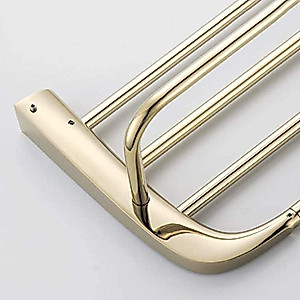 SLSFJLKJ Golden Stainless Steel Towel Rack Towel Rack Bathroom Rack Bathroom Copper Hardware Pendant