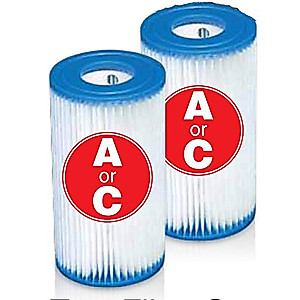 Intex Easy Set Swimming Pool Type A or C Filter Replacement Cartridges (2 Pack)