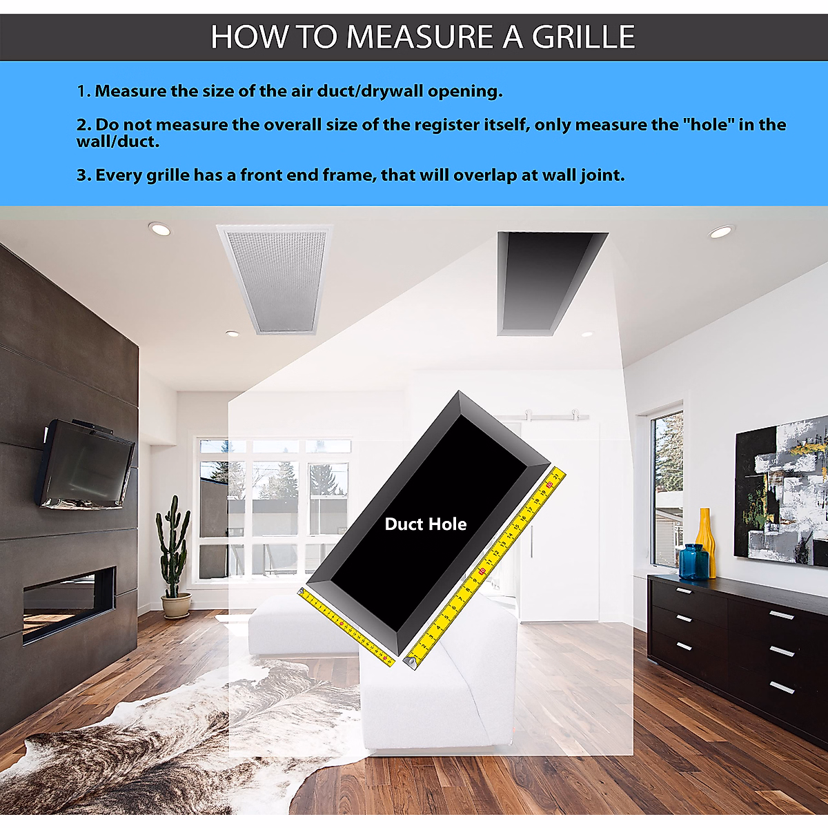 8"w x 4"h Adjustable AIR Supply Diffuser - HVAC Vent Cover Sidewall or Ceiling - Grille Register - High Airflow - White [Outer Dimensions: 9.75"w X 5.75"h]