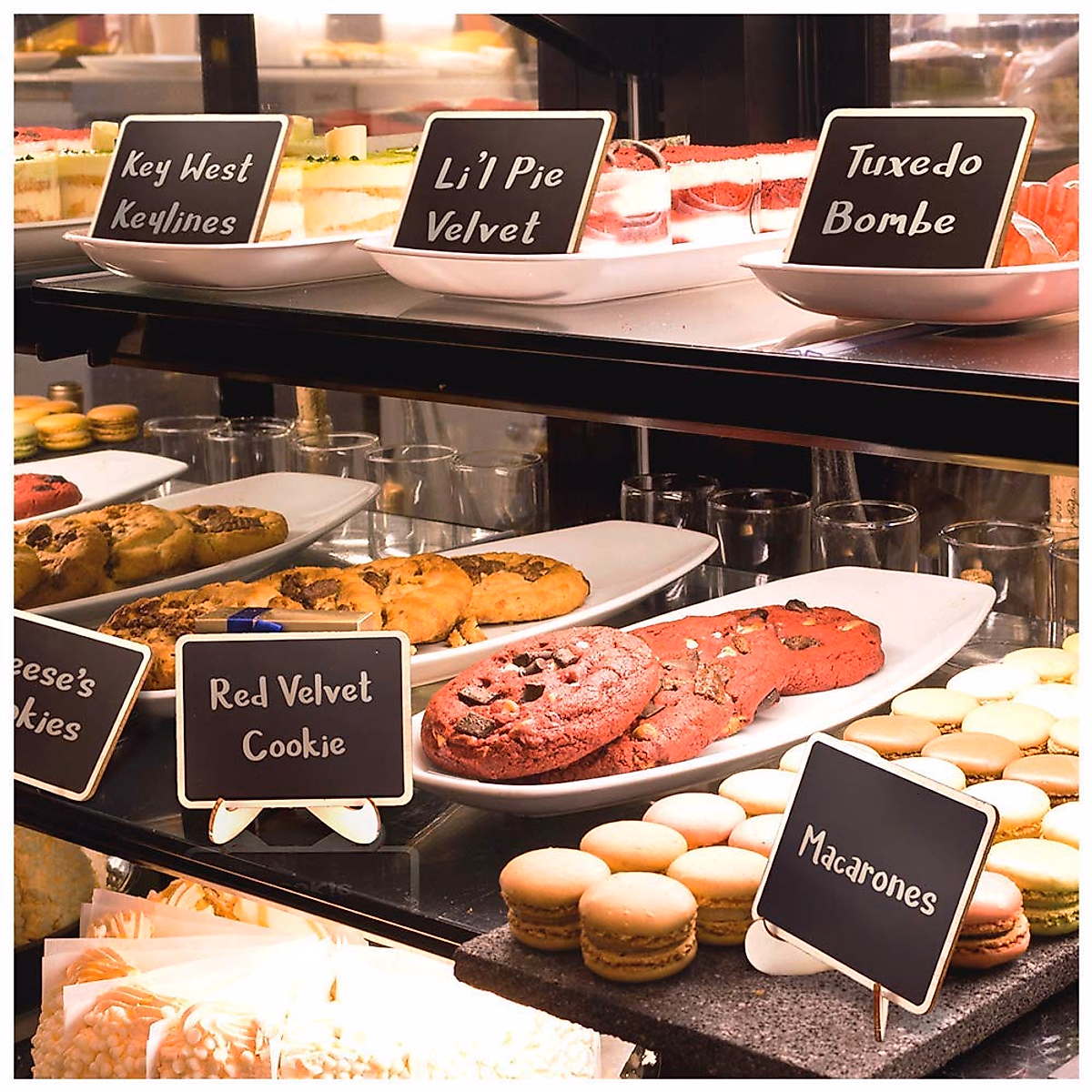 Mini Chalkboard Signs, 20 Pack Framed Small Chalkboard Labels with Easel Stand, Wooden Blackboard for Table Numbers, Food Signs, Wedding Signs, Message Board, Place Cards and Event Decorations