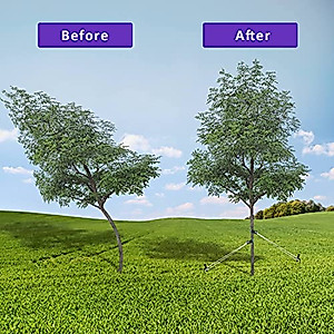 Heavy Duty Steel Tree Stake Kits,Tree Staking and Supports Kits for Young Trees Against Bad Weather, Include 3 PCS Tree Straps for Staking, 3 PCS 11.8 Inch Tree Stakes and 31.2 Feet Rope for Anchoring