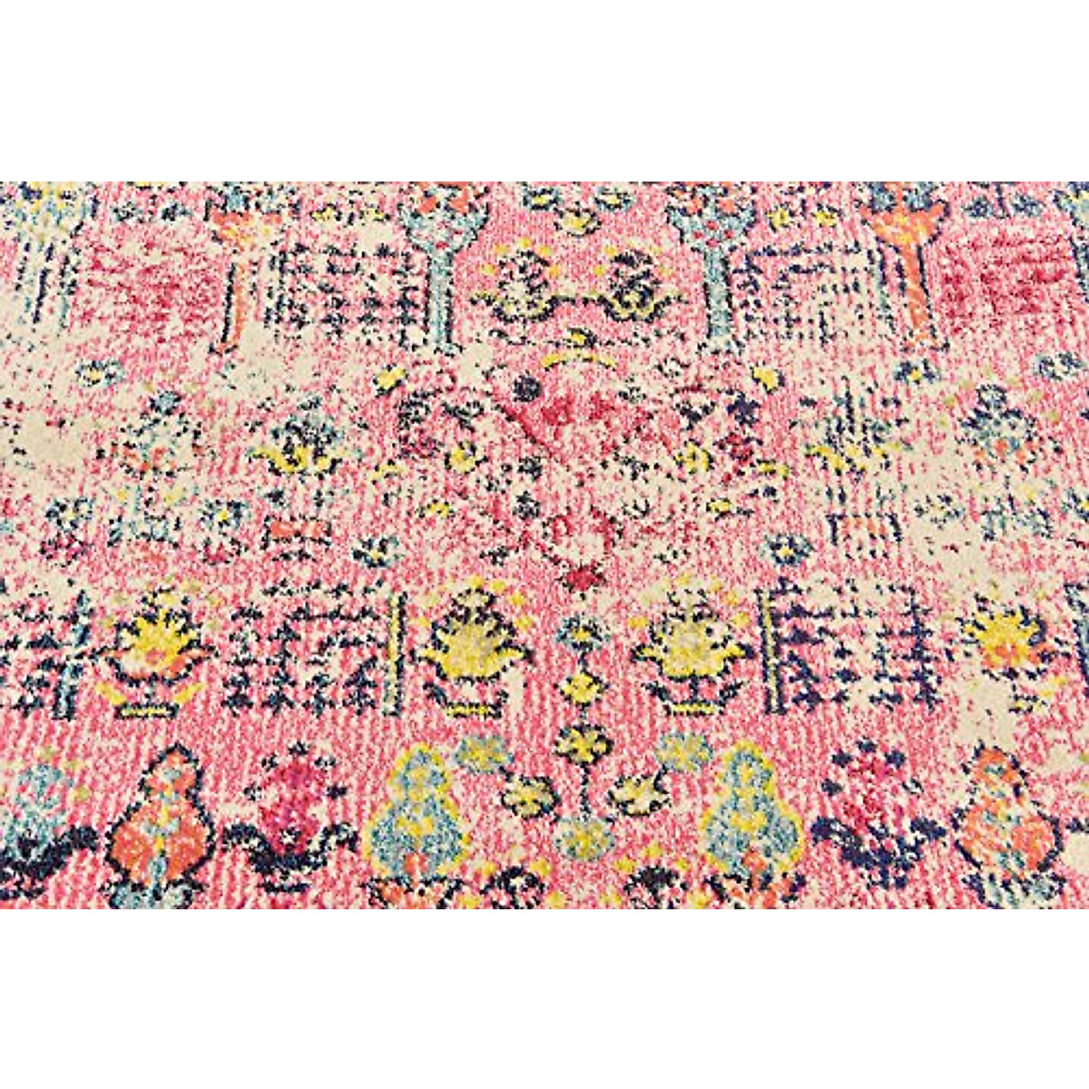 Unique Loom Monterey Collection Vintage Bohemian Inspired with Distressed Tribal Design Area Rug (5' 0 x 8' 0 Rectangular, Pink/ Yellow)