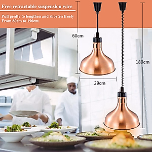 JIAWANSHUN Food Heat Lamp Food Warmer Lamp Bulb 250W Commercial Food Warmers 60-180mm Adjustable Hanging Food Heat Lamps Restaurant Supplies Food Service Heating Lamp 110V