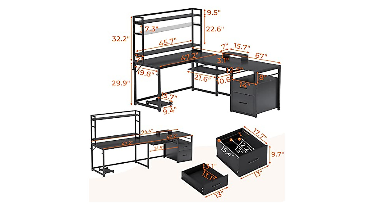 SEDETA L Shaped Desk with Hutch & Storage - Perfect for Home & Gaming