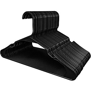 Utopia Home Clothes Hangers 50 Pack - Plastic Hangers Space Saving - Durable Coat Hanger with Shoulder Grooves (Black)