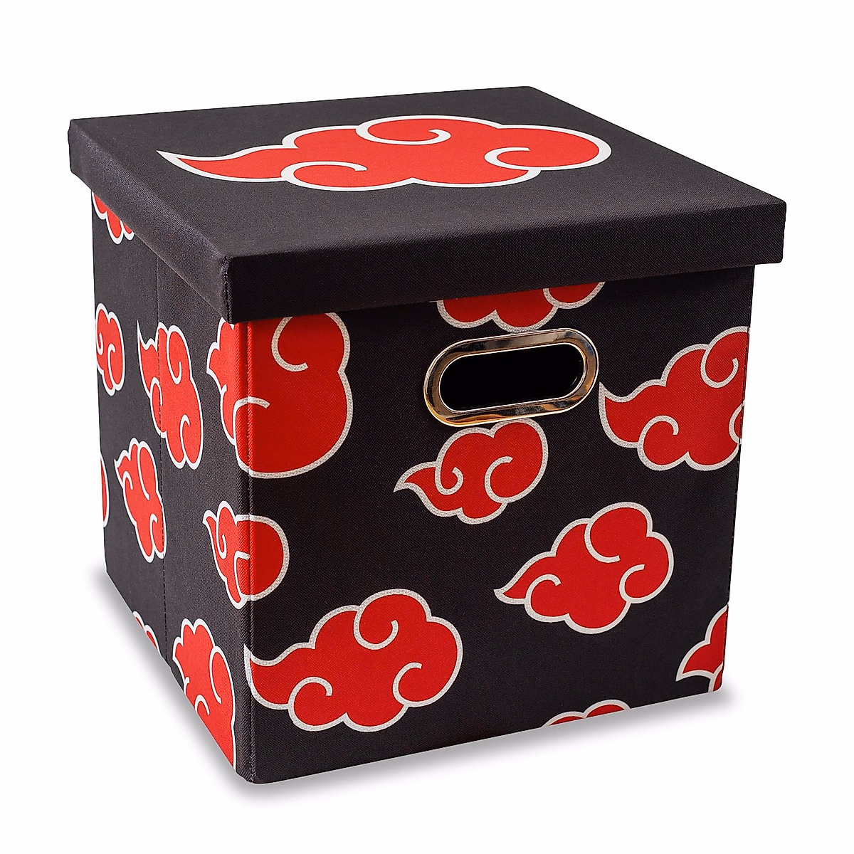 Naruto Shippuden Akatsuki 13-Inch Fabric Storage Bin With Handles and Lid | Cube Organizer For Cabinet, Closet