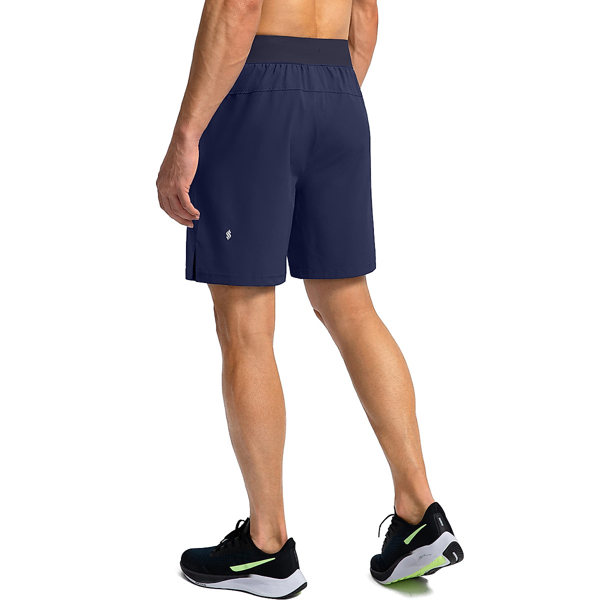 Men's Running Shorts with Zipper Pockets 7 Inch Lightweight Quick Dry Gym Athletic Workout Shorts for Men (Navy, M)