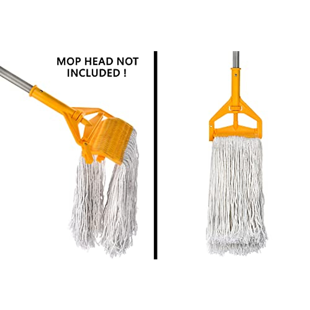 Alpine Industries Commercial Quick-Change Mop Handle - Professional Mopping Tube with Metal Gripper for Rags - Heavy Duty Stick & Mop Head Replacement Holder - Fiberglass (Pack of 3)