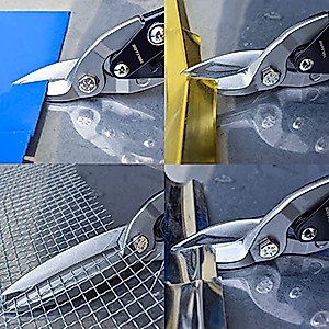 TOOLEAGUE Aviation Tin Snips for Cutting Metal Sheet Tin Cutting Shears with Forged Blade, Heavy Duty Metal Cutter Long Straight Cut 12 inches Metal Shears