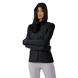 Yogalicious Lux full-Zip Hooded Running Workout Yoga Jacket - Black - XL