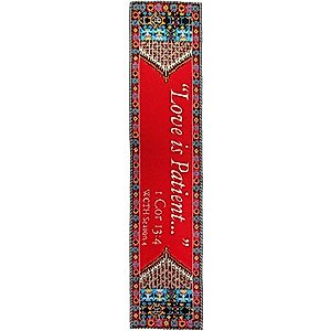 Christian Bookmark, Love is Patient, Woven, Mini Carpet