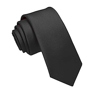 JEMYGINS 2.4" Black Tie Silk Skinny Ties for Men Slim Necktie(1)