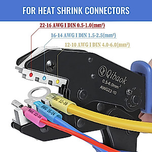 Qibaok Crimping Tool Ratcheting Wire Crimper for Heat Shrink Connectors Ratchet Terminal Crimper Wire Crimp Tool AWG 22-10