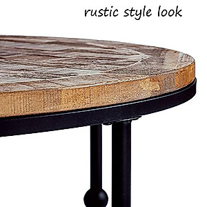 P PURLOVE Easy Assembly Hillside Rustic Natural Coffee Table with Storage Shelf for Living Room (Brown)