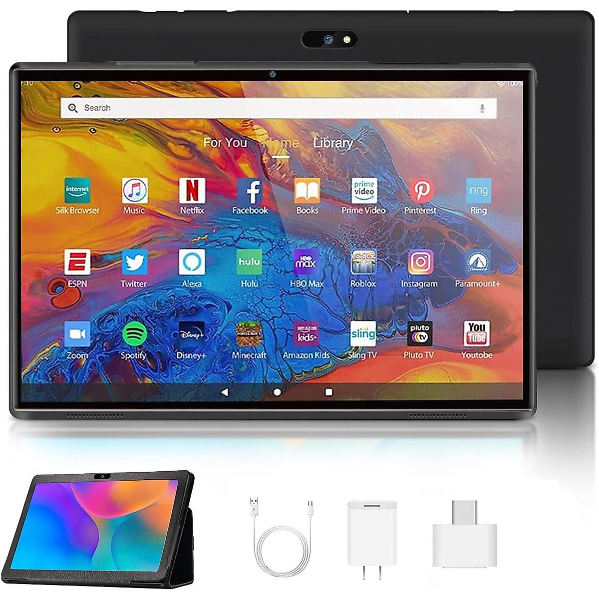 AOYODKG 2023 Upgraded Tablet 10", Android 10 Tablet with Keyboard 128G ROM Storage,4G Cellular Tablet with Sim Card Slot,Octa-Core 1.8Ghz Tablet 10.1 inch,13MP Dual Cameras,GPS Bluetooth WiFi Tablet