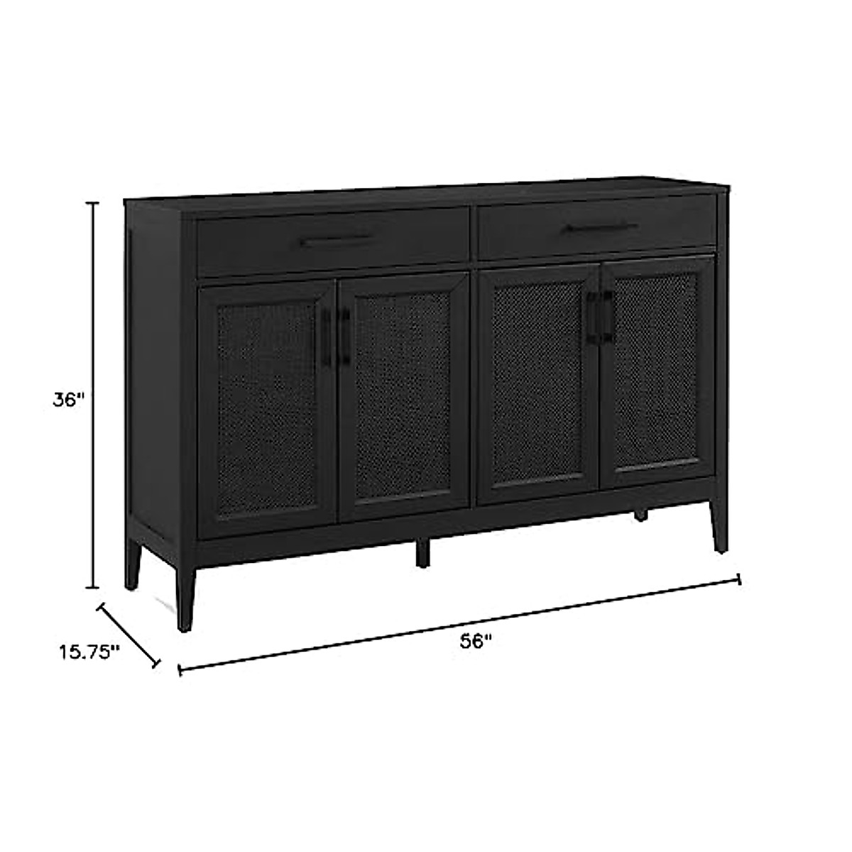 Crosley Furniture Milo Modern Sideboard Buffet Cabinet with Storage Cabinets and Drawers, Kitchen, Dining, Black