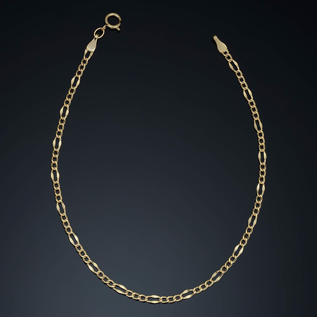 Kooljewelry 10k Yellow Gold Figaro Link Bracelet for Women (2.3 mm, 7.5 inch)