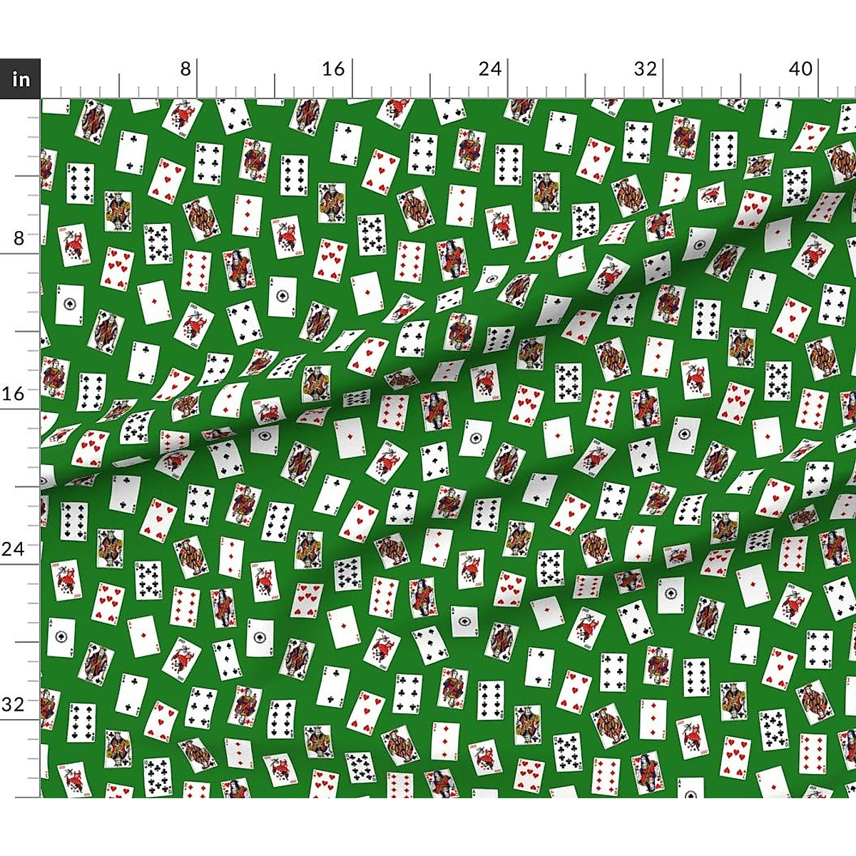 Spoonflower Fabric - Playing Cards Green Deck Card Game Poker Casino Printed on Petal Signature Cotton Fabric Fat Quarter - Sewing Quilting Apparel Crafts Decor