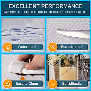 1.5mm Thick Rectangular Clear PVC Table Cover Protector 12x24 inch Non-Slip Plastic Desk Cover Pads for Dresser Coffee Table Crystal Vinyl Table Cloths for Writing Painting Desk Waterproof Easy Clean