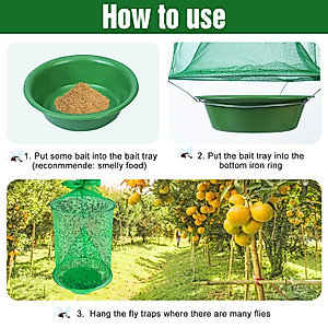 Dwcom 8 Packs Fly Traps Outdoor Hanging, Stable Fly Trap with Fly Bait, Reusable Fly Killer, Ranch Fly Trap, Fly Control Fly Hunter for Family Farm Park Orchard Garden