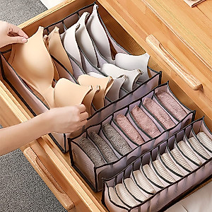 JIESMAERT Wardrobe Clothes Organizer Large Mesh Clothes Storage Containers Foldable Closet Organizer Bins, Visible Grid Storage Box for Bra, Underwear, Socks, Skirts, T-shirts, Jeans Pack of 3