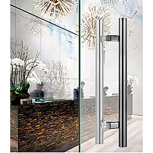 Contemporary Interior Exterior Front Door Handle, Glass Shower Push Pull Door Handle, Heavy Duty Sliding Barn Door Handles, Double Sided, 24/31/39/47/59 Inch Long (Brushed Black 50cm/19.7in)