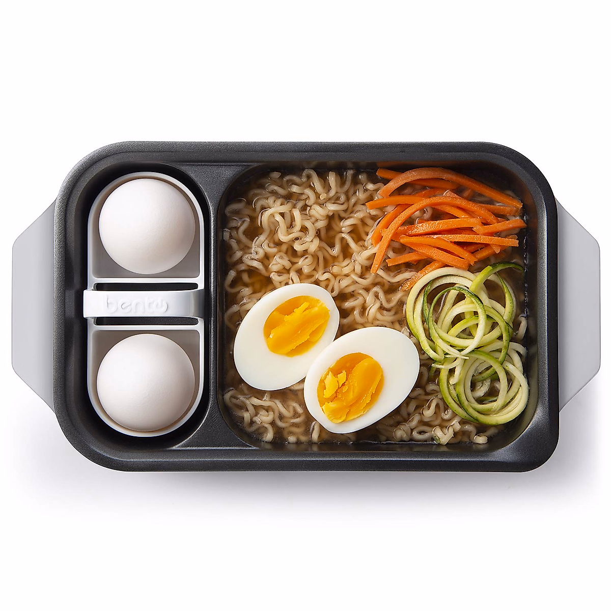 Presto 04634 Bento Electric Cooker - Compact Dual Compartment Cooker for Ramen, Eggs, Veggies and More, Perfect for Dorm Rooms, Includes Spoon/Fork