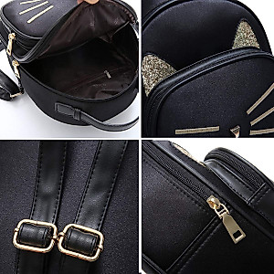 XMRSOY Teen Girls Cute Cat Velvet Backpack Daypack Portable Shoulder Bag,Small