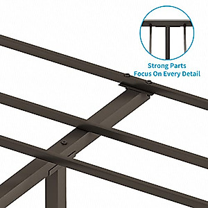 Mjkone California King Spindle Design Metal Bed Frame, Bed Frame with Headboard and Footboard, No Box Spring Needed Platform Bed Frame with Underbed Storage for Bedroom (Coffee)