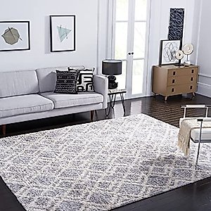 SAFAVIEH Berber Shag Collection Area Rug - 6'7" Square, Grey & Cream, Moroccan Design, Non-Shedding & Easy Care, 1.2-inch Thick Ideal for High Traffic Areas in Living Room, Bedroom (BER213G)