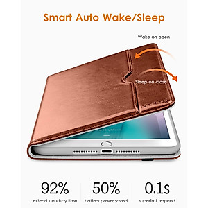 DTTO for iPad Mini 1 2 3 Case, Premium Leather Folio Stand Cover Case with Multi-Angle Viewing and Auto Wake-Sleep Function, Front Pocket for iPad Mini 1/Mini 2/Mini 3 - Brown