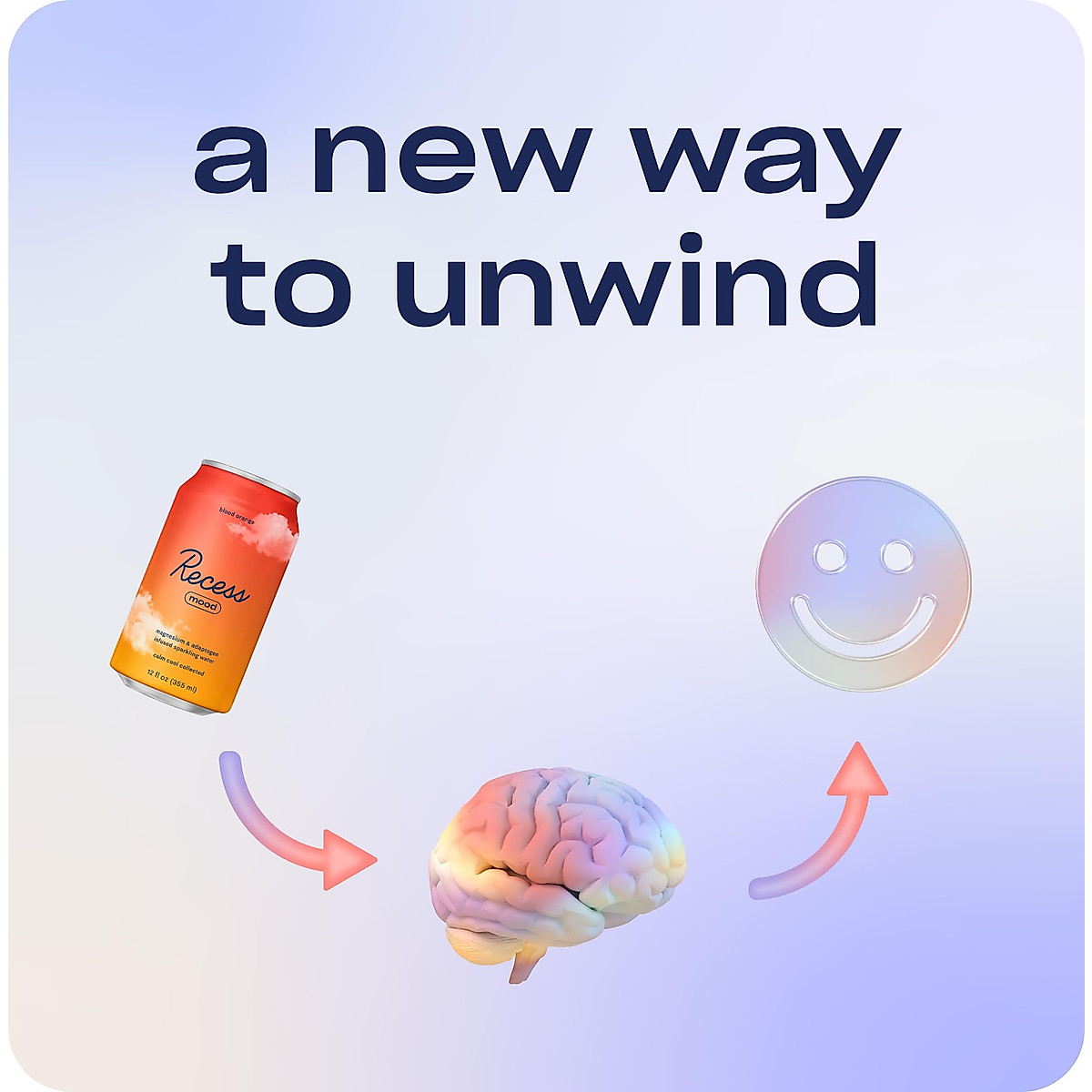 Recess Mood Magnesium Supplement Drink Calming Beverage, 12 Ounce, Pack of 12 (Blood Orange, 12 Pack)