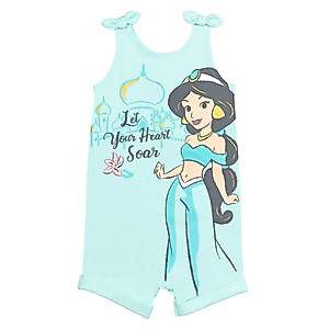 Disney Princess Jasmine Toddler Girls Romper and Headband Bow Set Blue 5T
