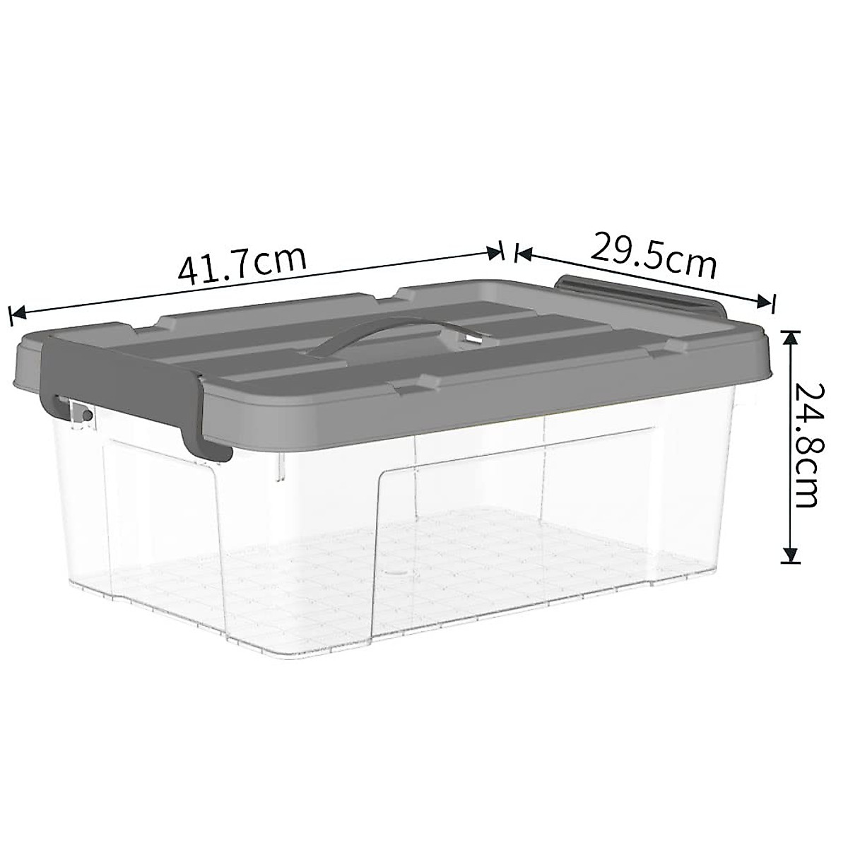 Cetomo 20L*6 Plastic Storage box, Tote box,Transparent Organizing Container with Durable gray Lid and Secure Latching Buckles, Stackable and Nestable,6Pack